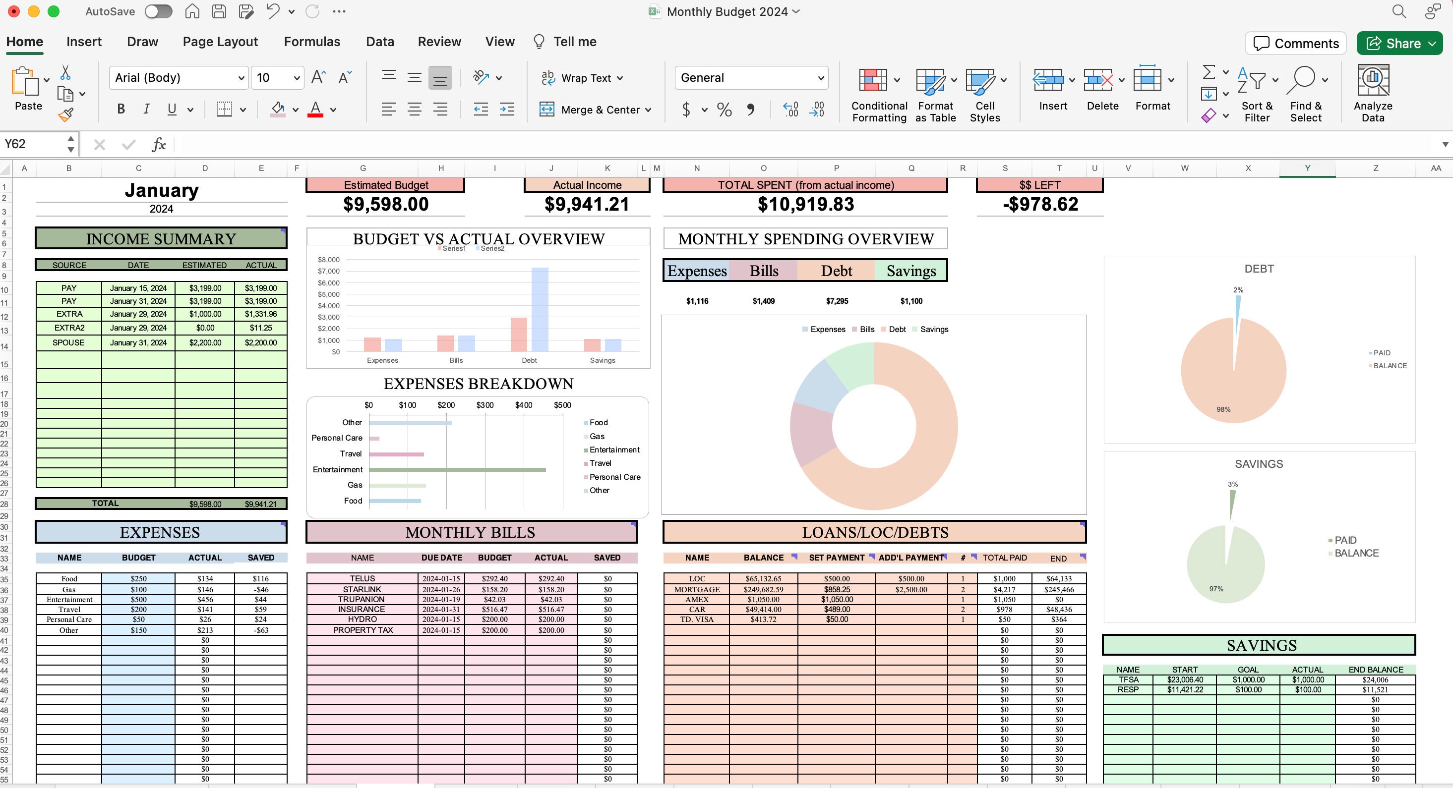 2024 Budget Template Pastels - Etsy