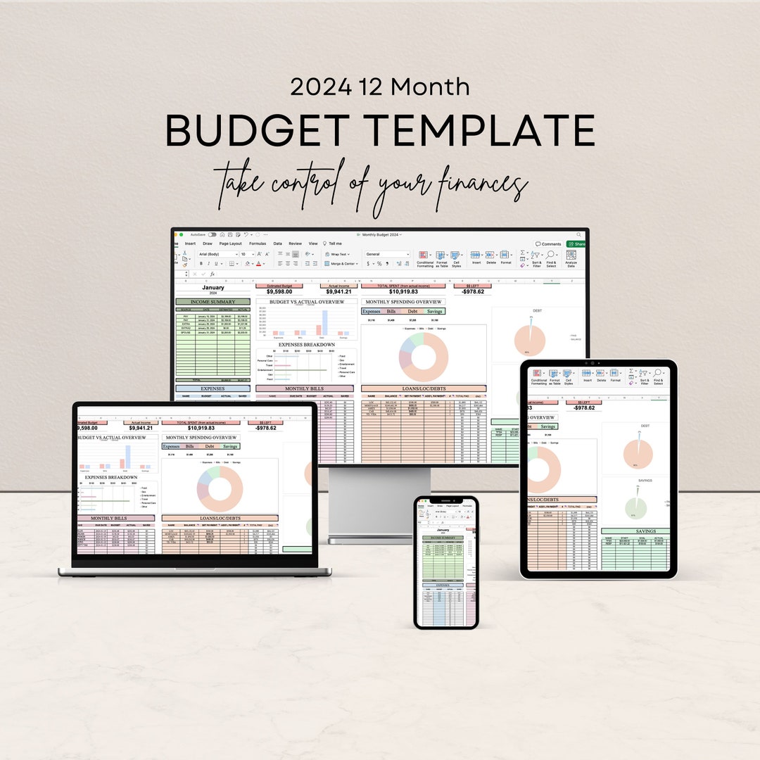 2024 Budget Template Pastels - Etsy