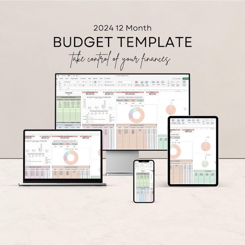 2024 Budget Template Pastels - Etsy