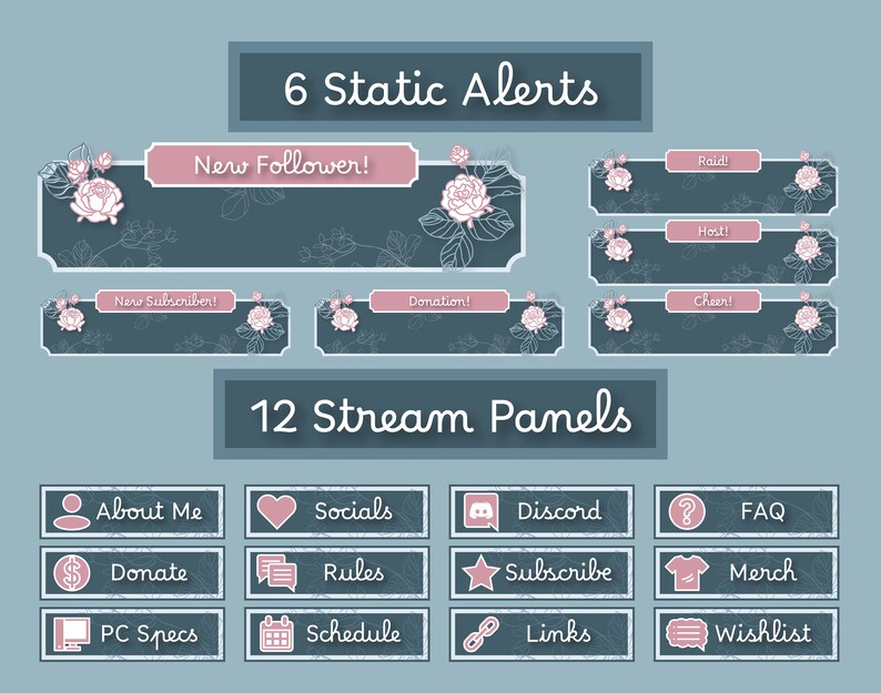 Twitch Stream Overlay Package - "rose Garden" - Etsy
