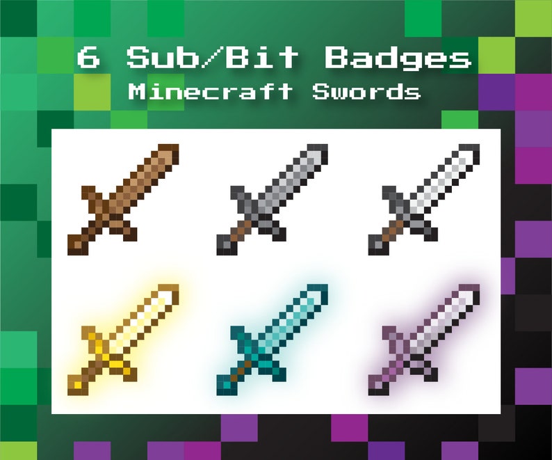 6 Sub/bit Badges Minecraft - Etsy