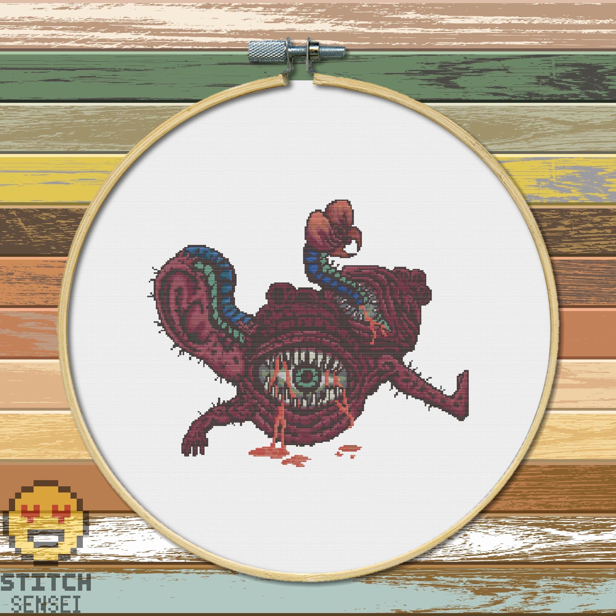 Deformed Body Horror Creature Cross Stitch Pattern | Creepy Pixel Art ...