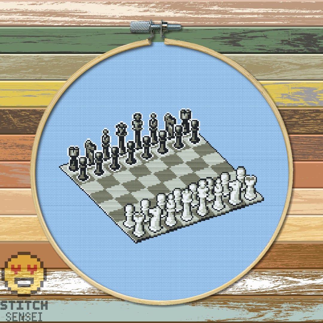 Pixel Chess Set Cross Stitch Pattern | Black and White Chess Pieces PDF ...