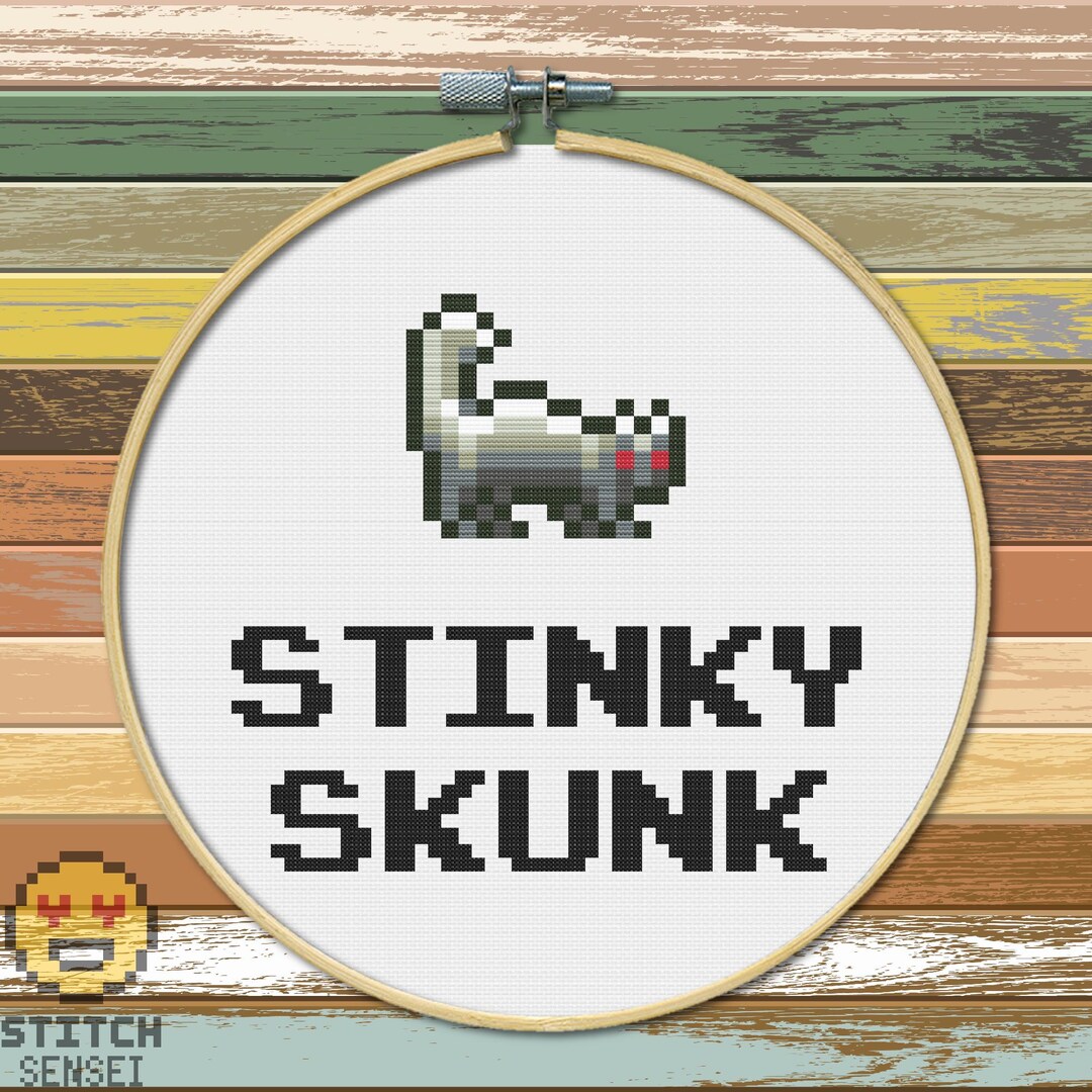 Stinky Skunk Cross Stitch PDF | Modern Beginner Embroidery Design ...