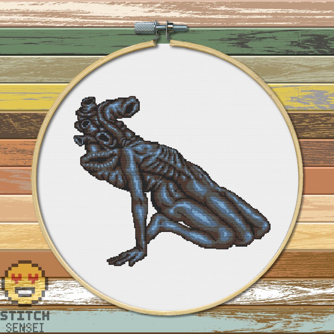 Surreal Body Horror Cross Stitch Pattern | Pixel Creature Design ...