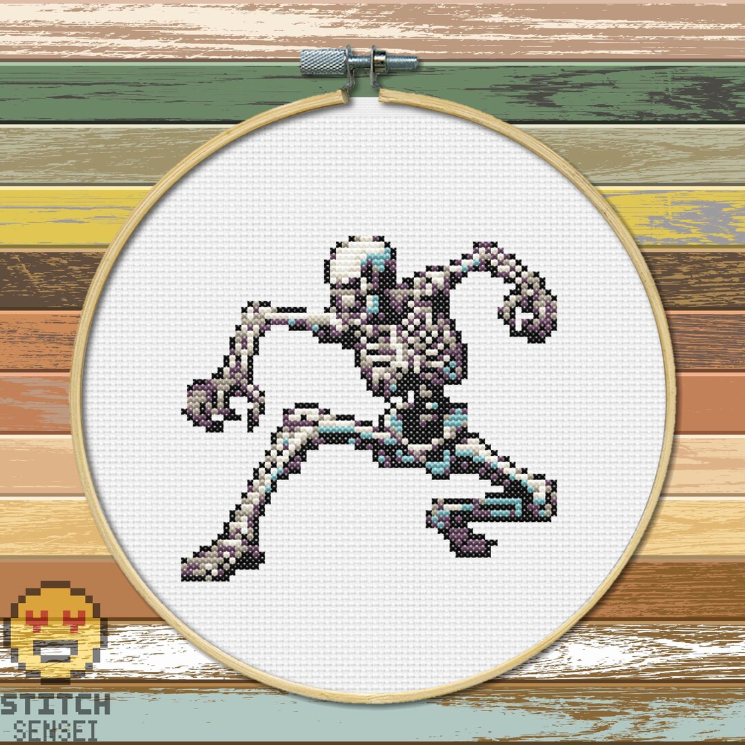 Skeleton Cross Stitch Pattern | Spooky Gothic Horror PDF Chart | Skull Embroidery Design ...