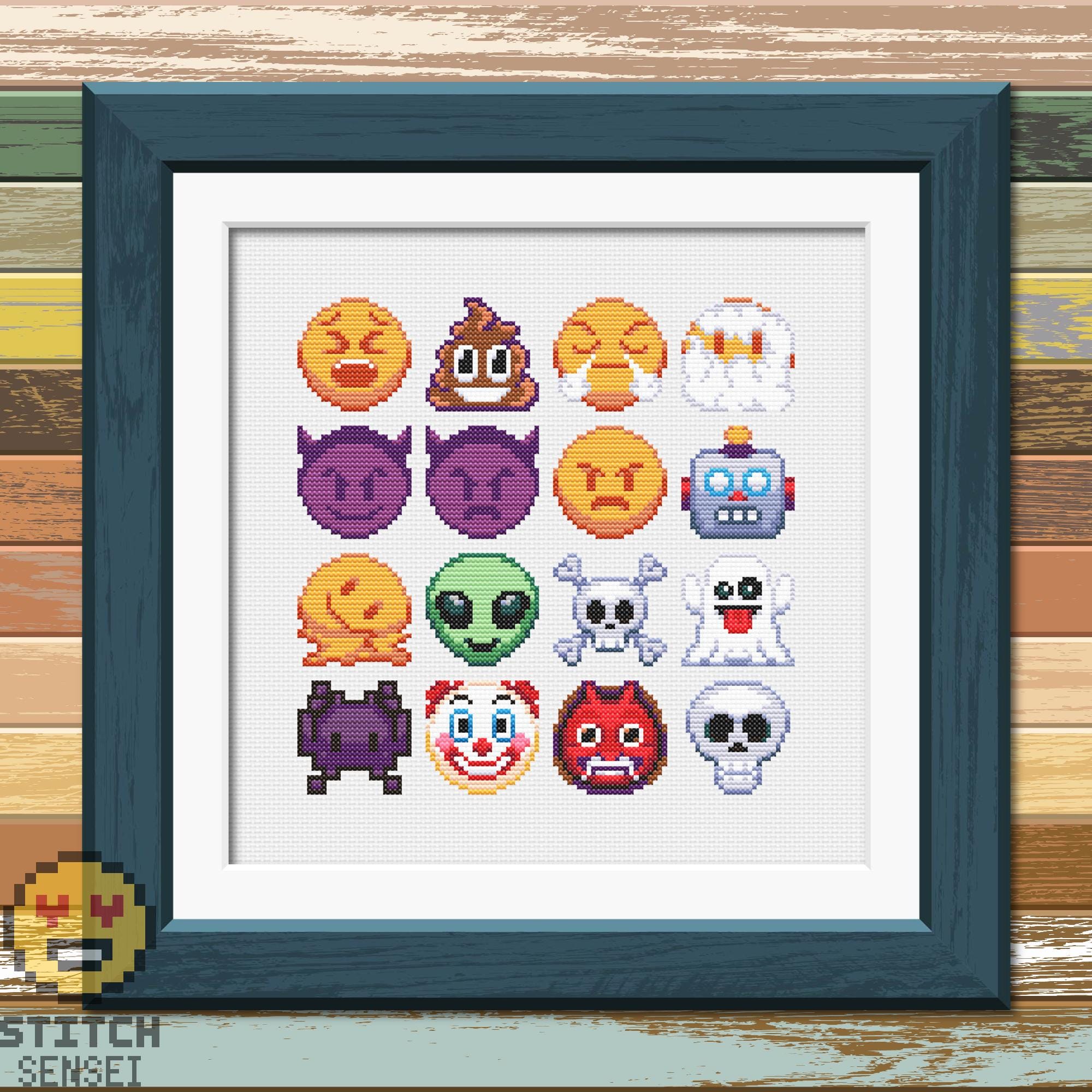 Expressive Emoji Cross Stitch Pattern | Fun Modern PDF Chart | Digital ...