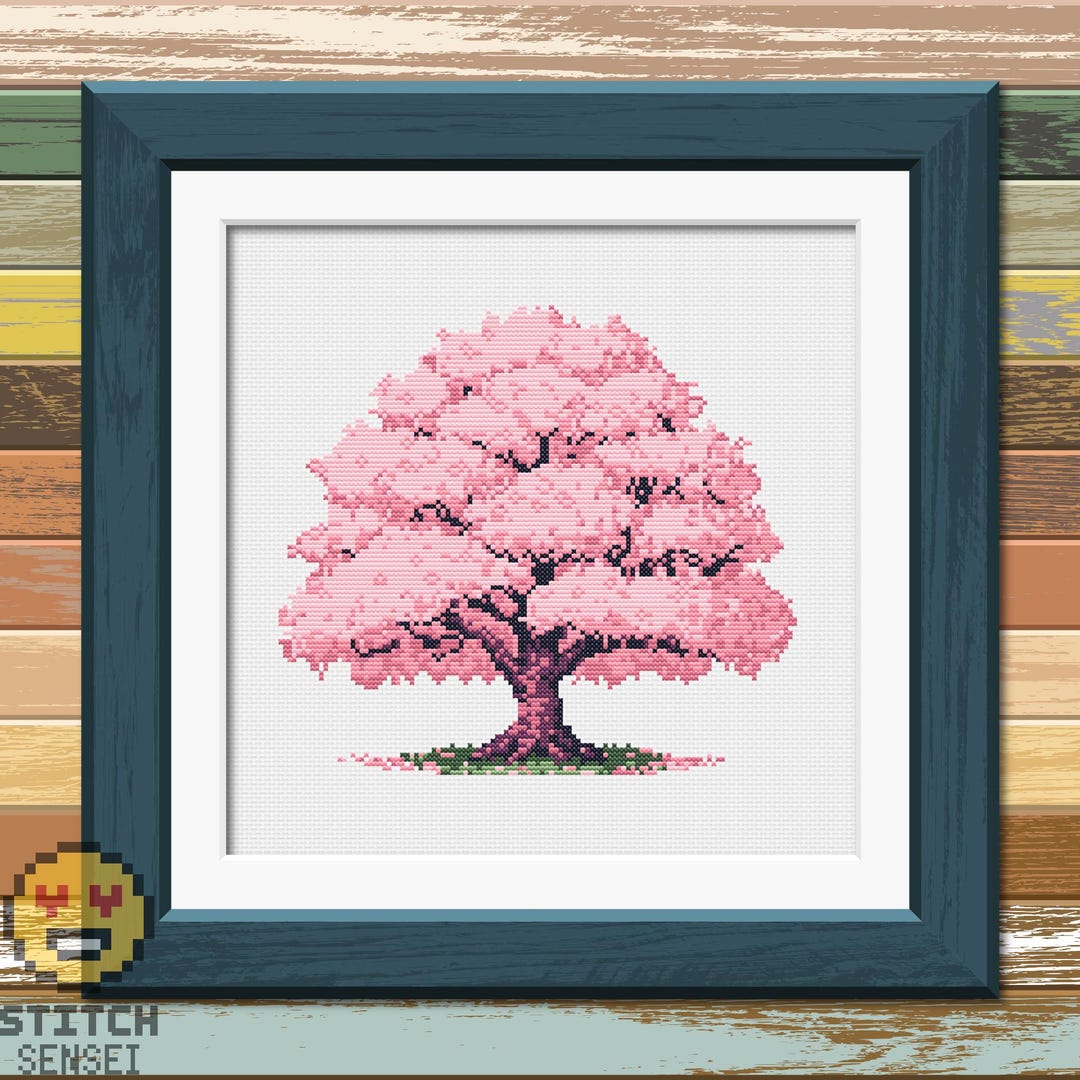 Cherry Blossom Pixel Art Cross-stitch Pattern, DIY Printable Sakura ...