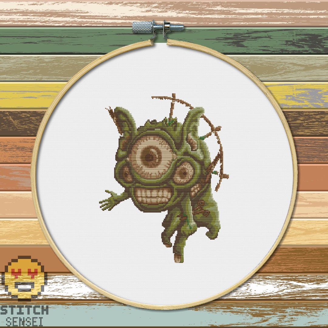 Grotesque Surreal Creature Cross Stitch Pattern | Pixel Horror Art ...