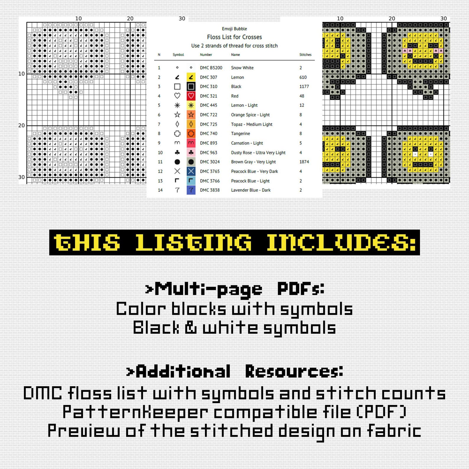 Pixel Fruit & Veggie Cross Stitch Pattern: Retro Embroidery (digital ...