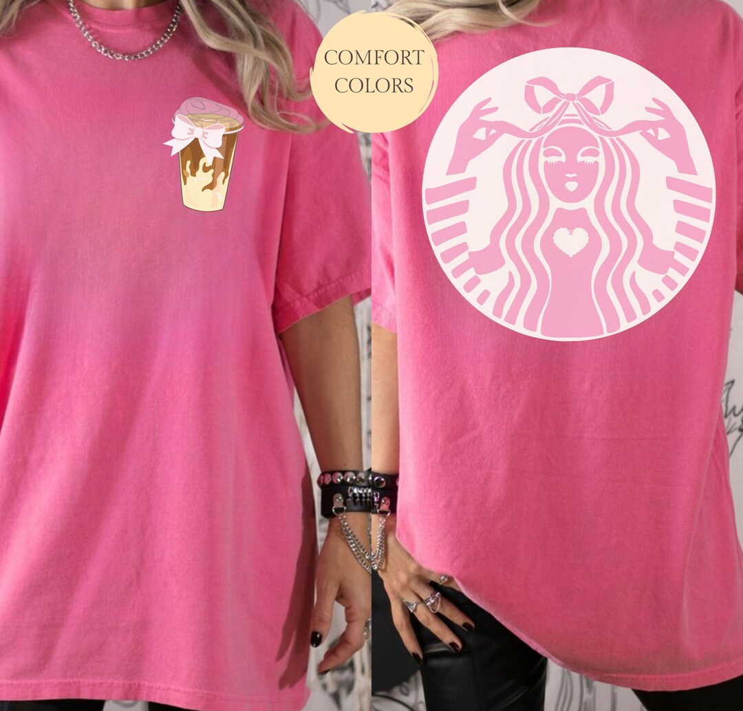 Coquette Starbies Coffee Shirt Pink Bow Shirt Comfort Colors Boho ...