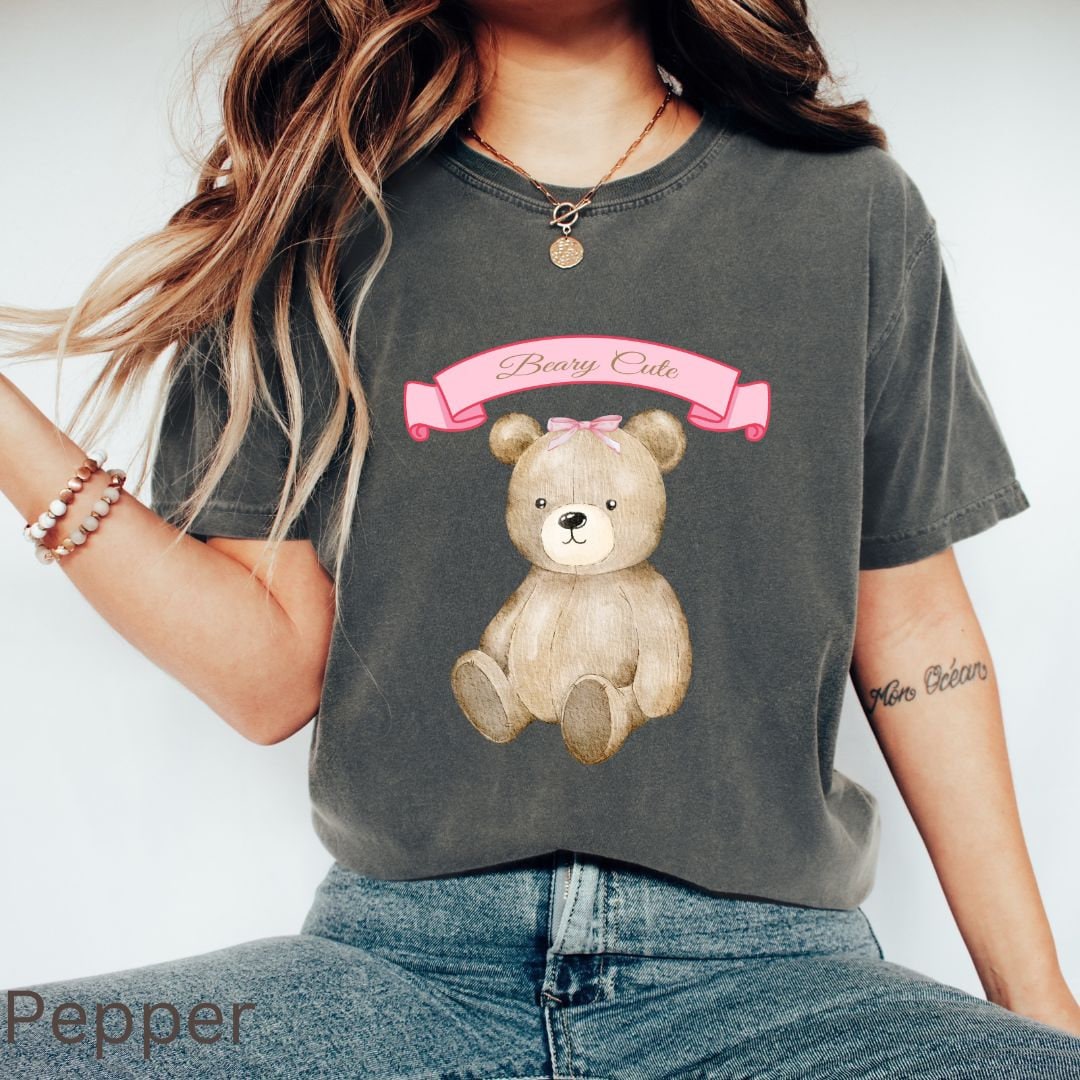 Coquette Teddy With Bow Shirt Comfort Colors Teddy Bear Tshirt Girly ...