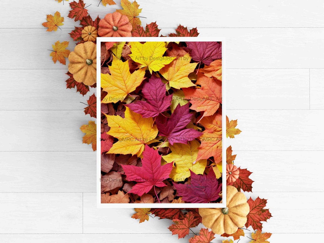 Autumn Leaves Fall Colors Art Print, Multicolor Leaf Wall Decor, Nature ...