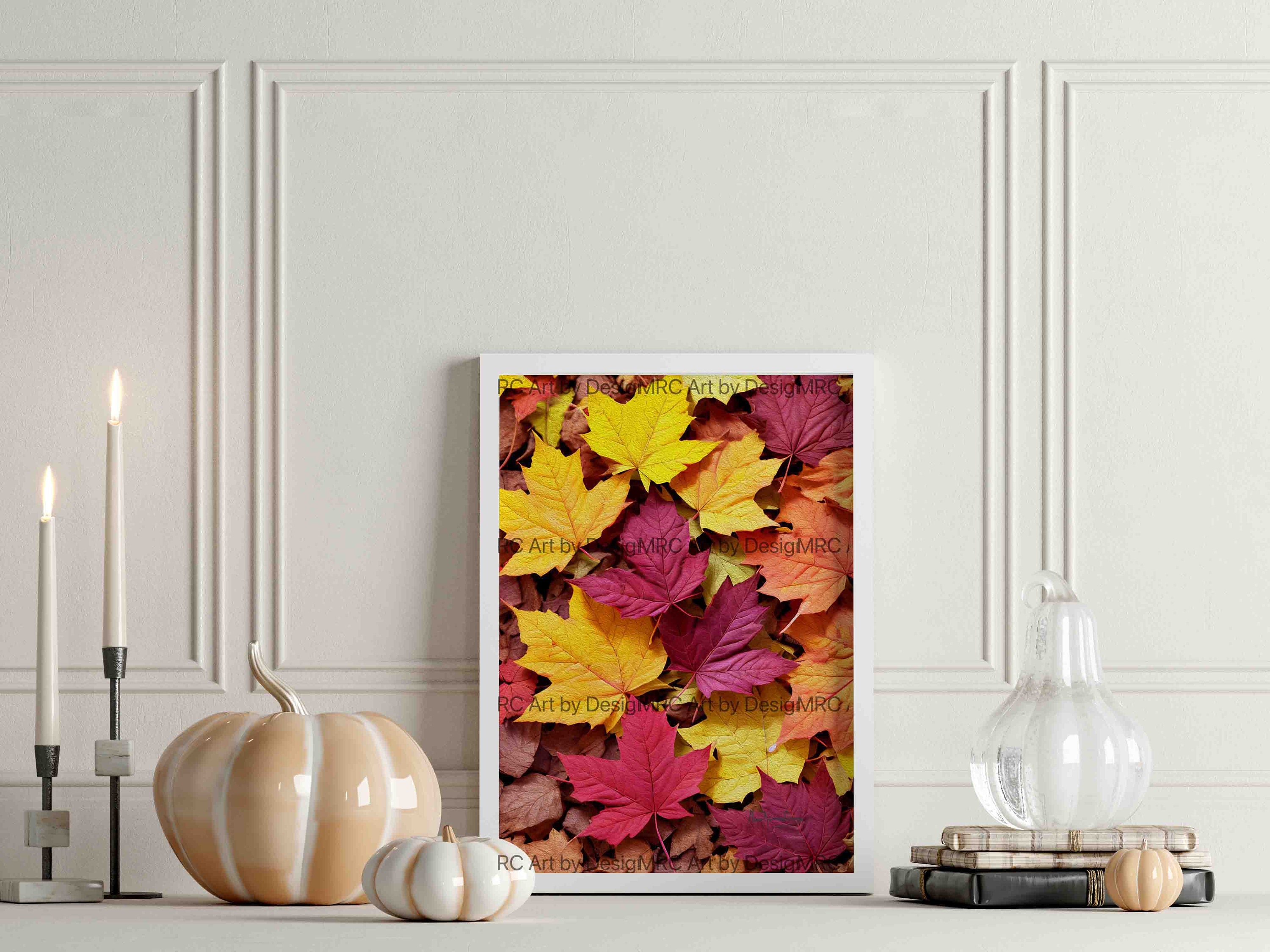 Autumn Leaves Fall Colors Art Print, Multicolor Leaf Wall Decor, Nature ...