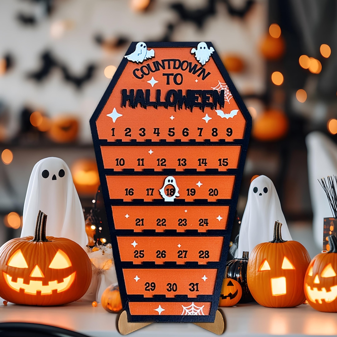 Halloween Countdown With Moveable Ghost, Halloween Countdown Sign ...