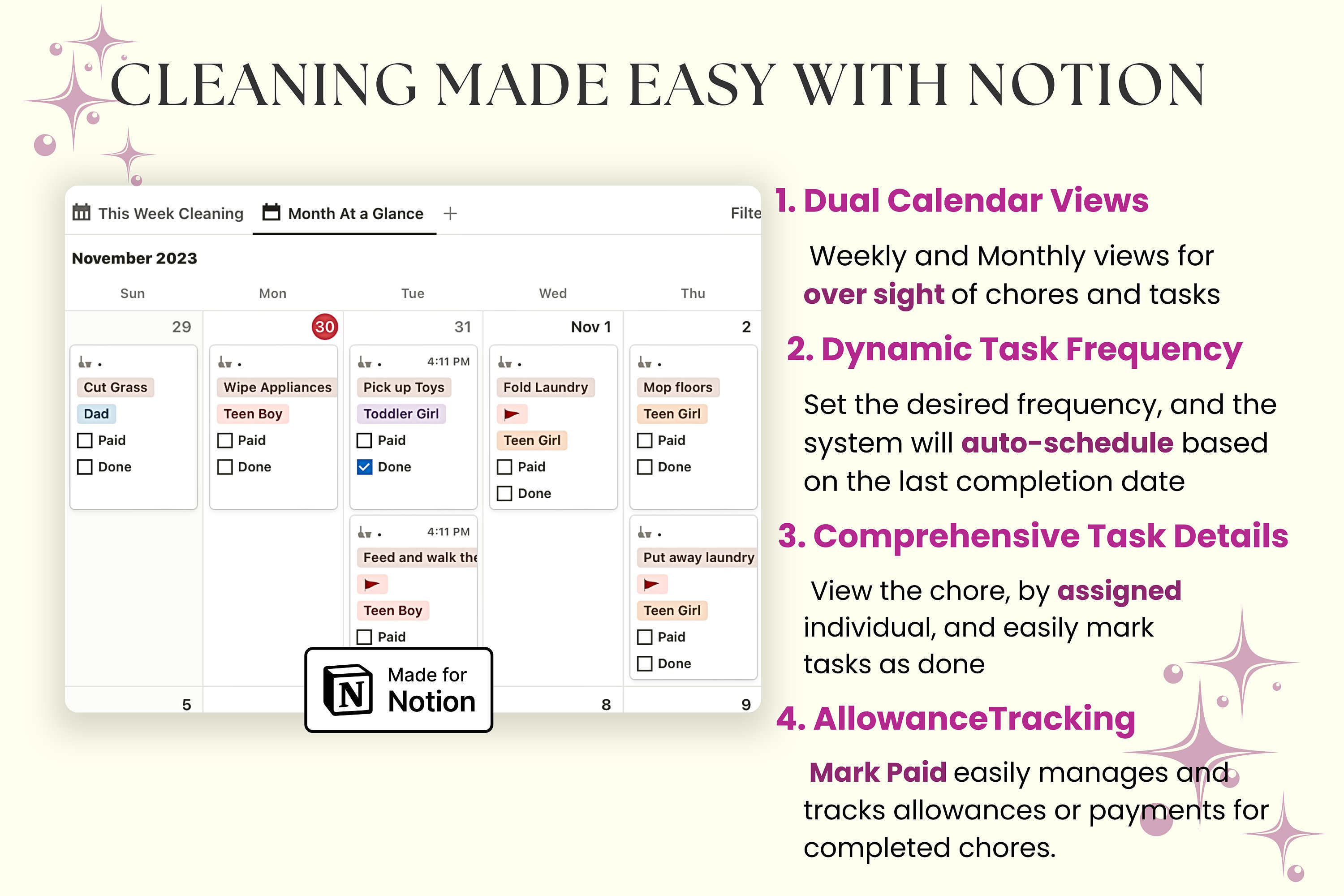 Cleaning Schedule a Notion Template for a Clean Home Digital - Etsy
