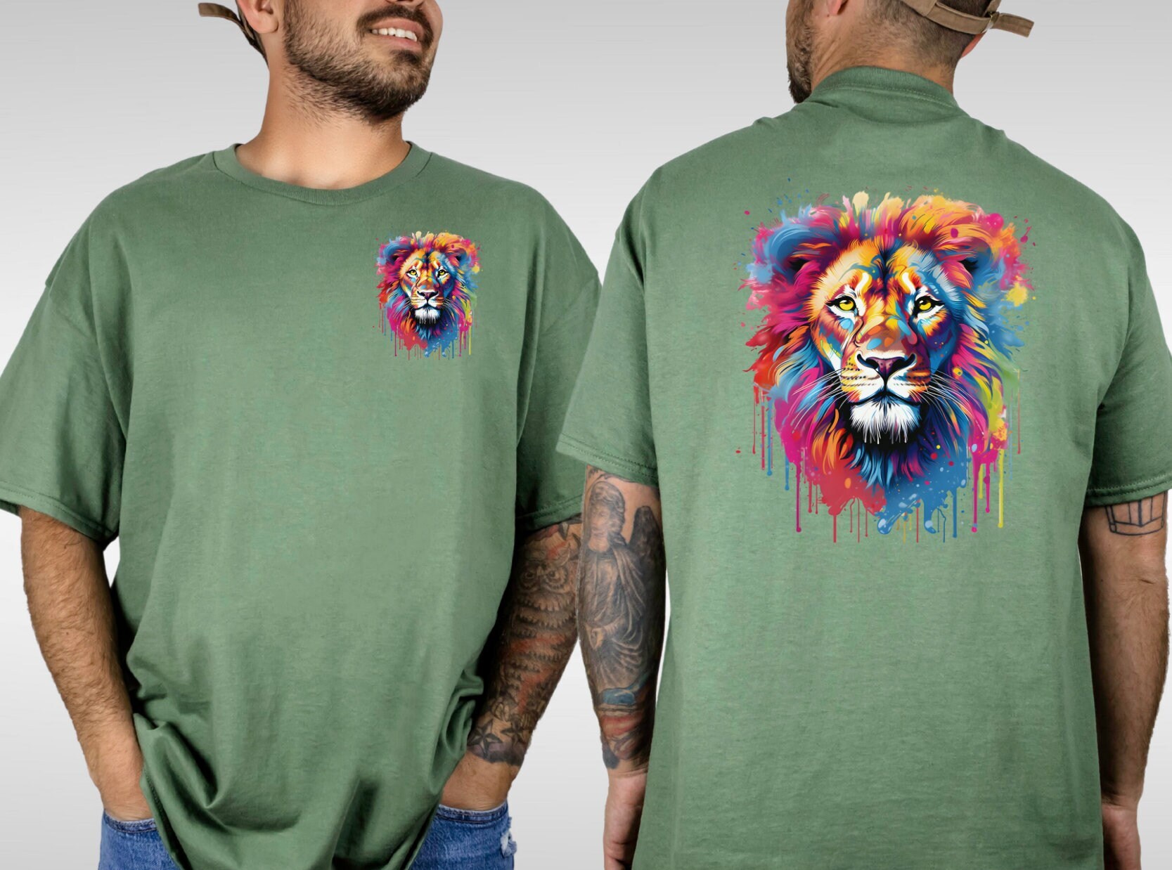 Lion T-shirt Paint Drip Lion Shirt Multi-color Lion Tshirt - Etsy