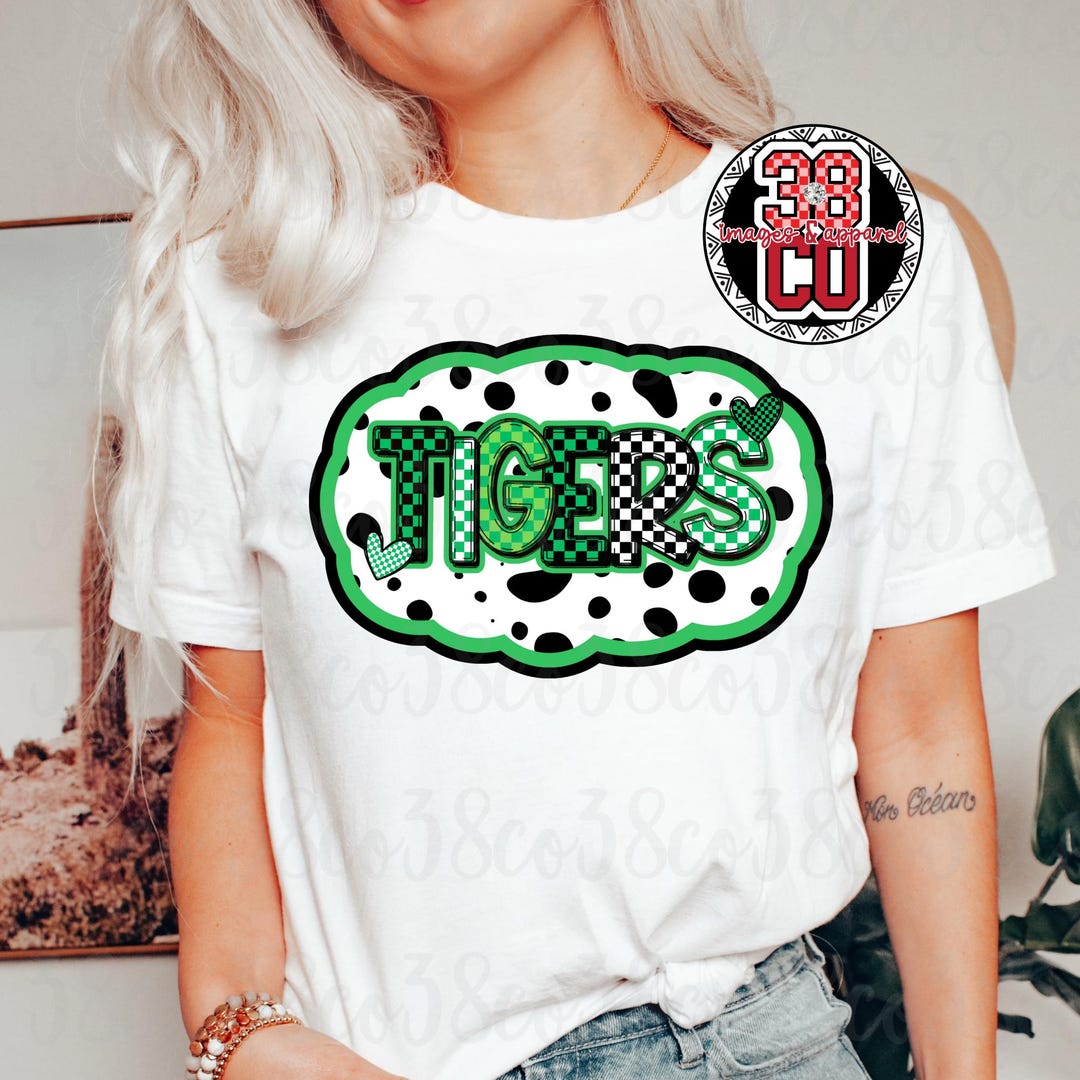 Green Tigers Png, Custom Team Spirit Png, Custom Mascot Png, Retro ...