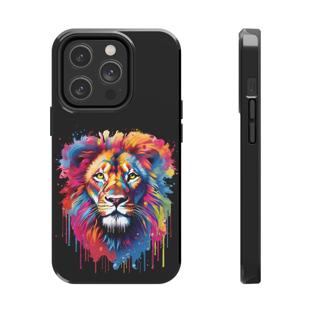 Lion Phone Case, Paint Drip Lion Phone Case, Multi-color Lion Case ...