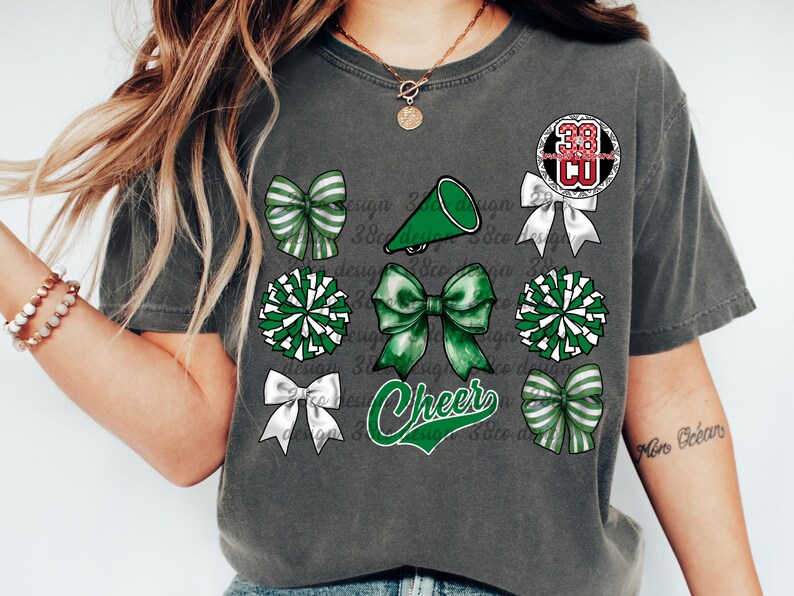 Green Cheer Coquette Png, Team Spirit Png, Cheerleading Team, Cheer ...