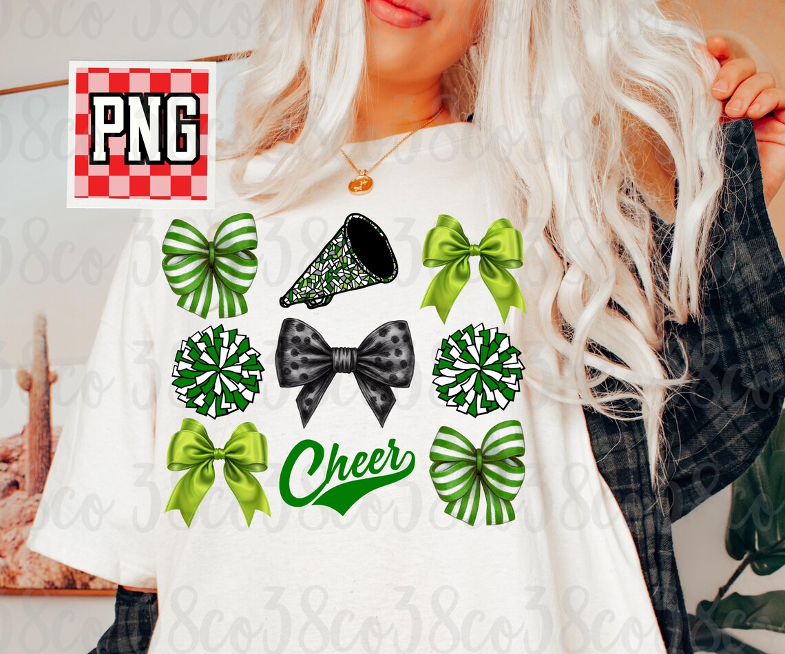 Green Cheer Coquette Png, Cheer Mom Png, Custom Cheerleading Png, Cheer ...
