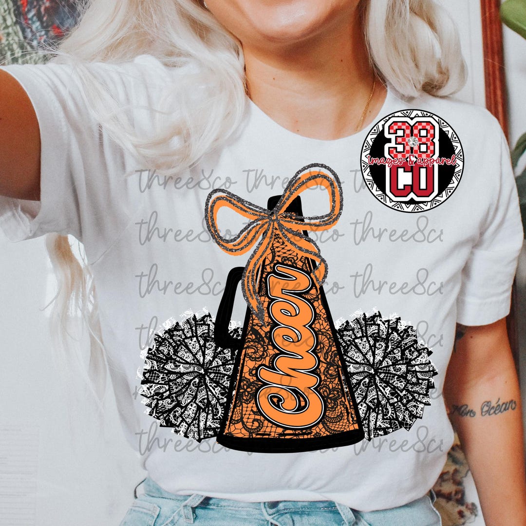 Orange and Black Cheer Coquette Png, Team Spirit Png, Custom Mascot ...