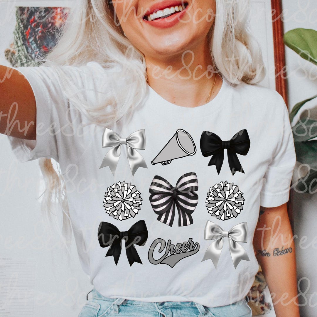 Black and Silver Cheer Coquette Png, Team Spirit Png, Custom Mascot ...