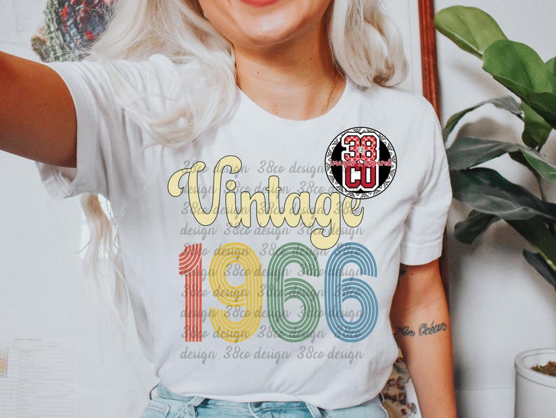 Vintage Birthday Png, 1966, Birthday, Retro Colors, Party Shirt Design ...