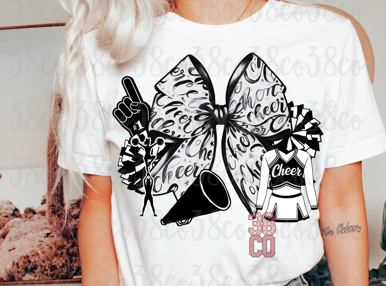 Black and White Cheer Coquette Png, Cheer Mom Png, Custom Cheerleading ...