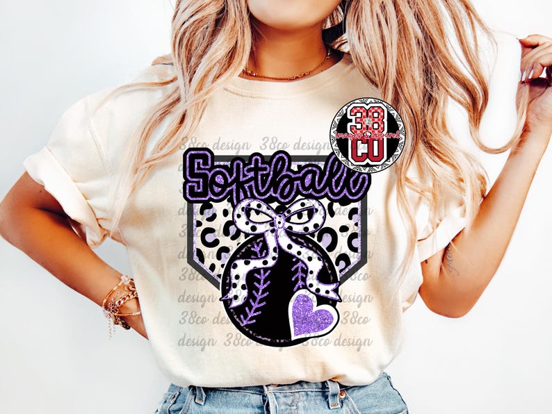 Purple and Black Softball Coquette Png, Brush Strokes, Tis the Season ...