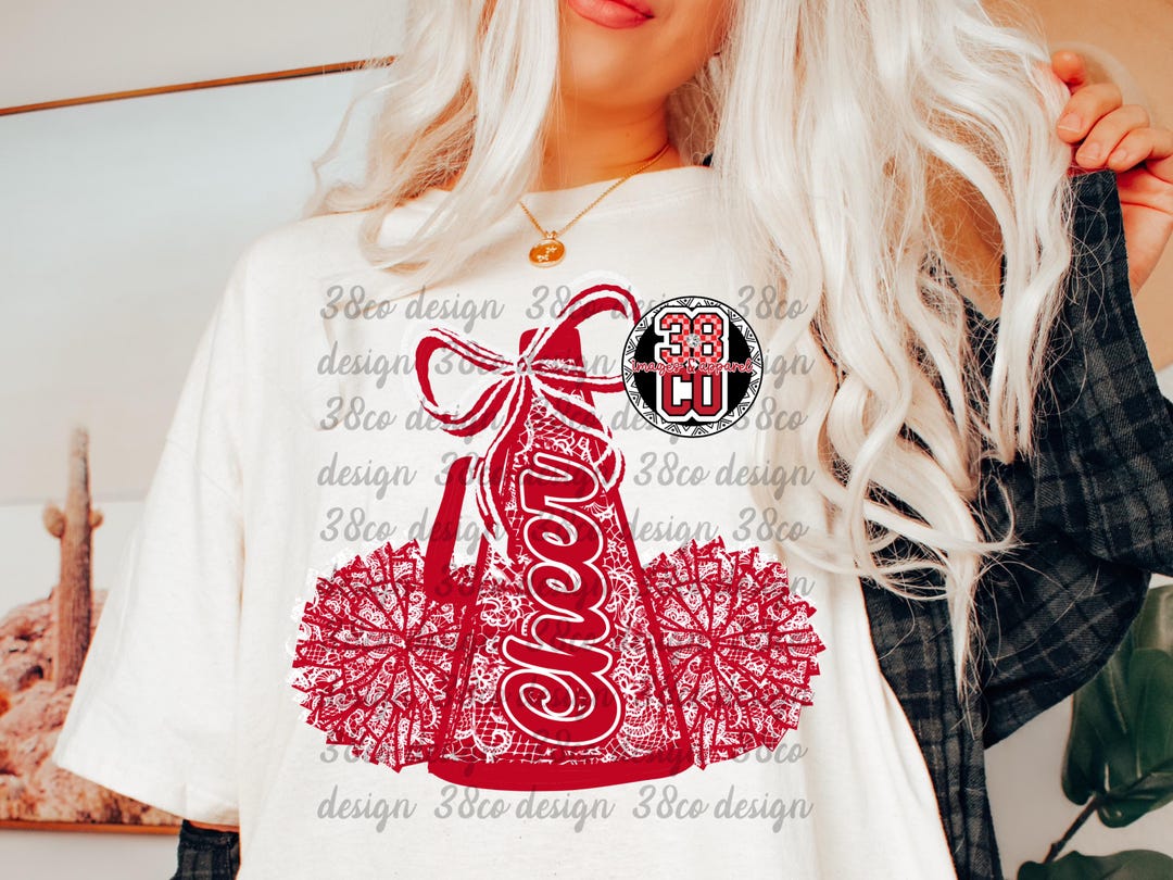 Red Cheer Coquette Png, Lace Design, Megaphone, Red Lace Bow, Cheer ...