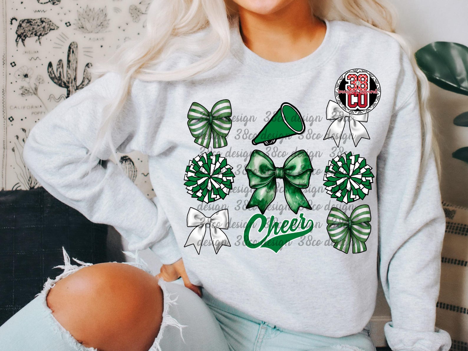 Green Cheer Coquette Png, Team Spirit Png, Cheerleading Team, Cheer ...