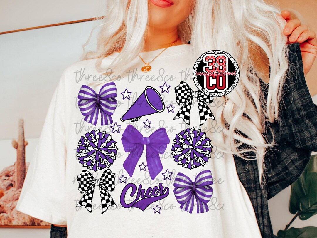 Purple Cheer Coquette Png, Cheer Mom Png, Cheerleading Png, Cheer ...