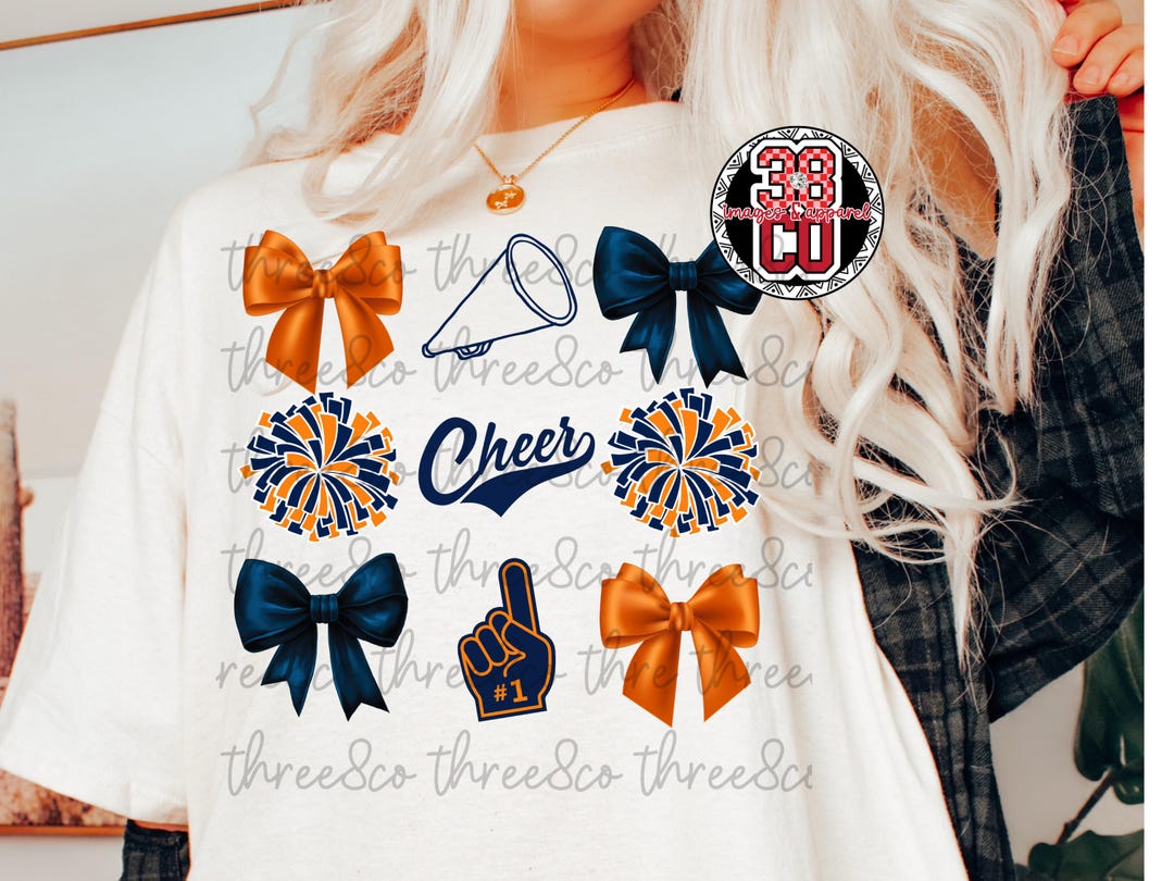 Blue and Orange Cheer Coquette Png, Team Spirit Png, Custom Mascot ...