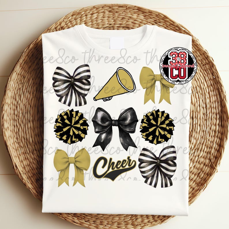 Black and Gold Cheer Coquette Png, Team Spirit Png, Custom Mascot ...