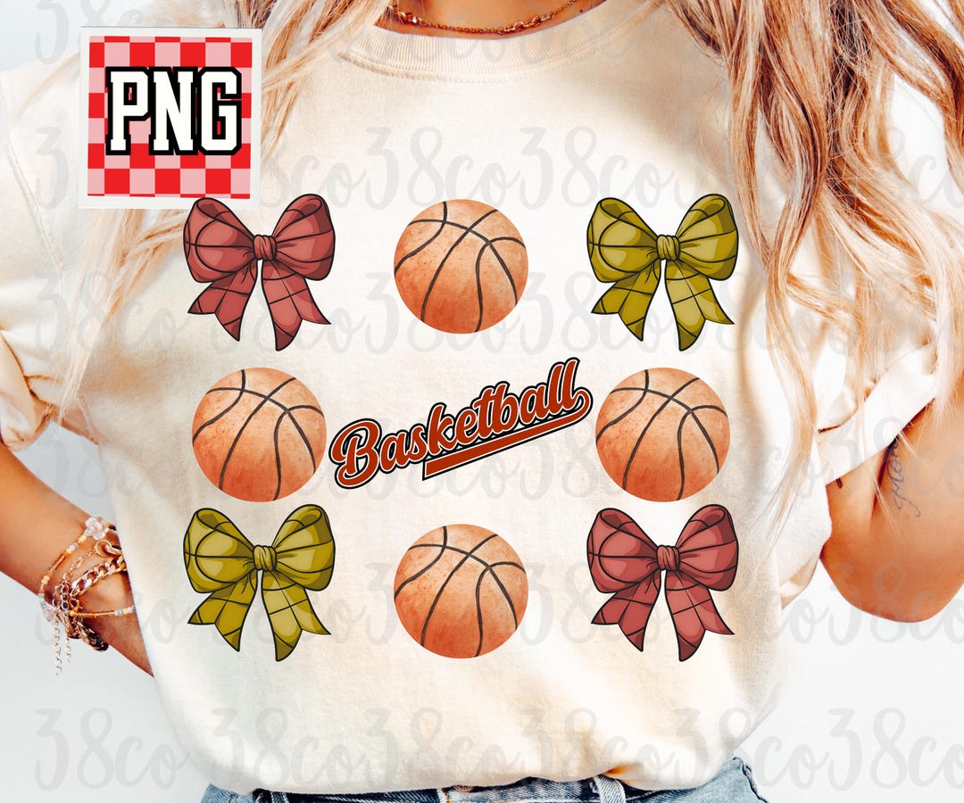 Basketball Coquette PNG, Basketball Brush Strokes Png, Bow Design for ...