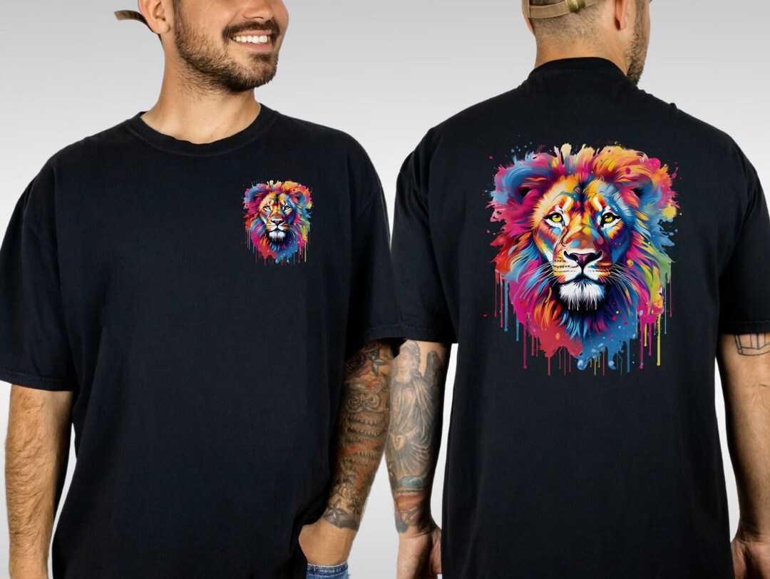 Lion T-shirt Paint Drip Lion Shirt Multi-color Lion Tshirt - Etsy