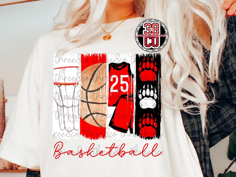 Red and Black Basketball Brush Stroke Design for Digital Download, Blue ...