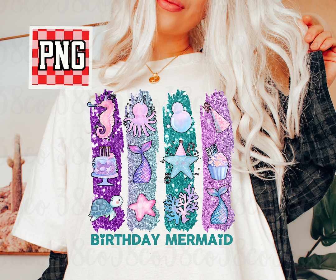 Mermaid Birthday Png, Mermaid Brush Strokes Png, Mermaid Sublimation ...