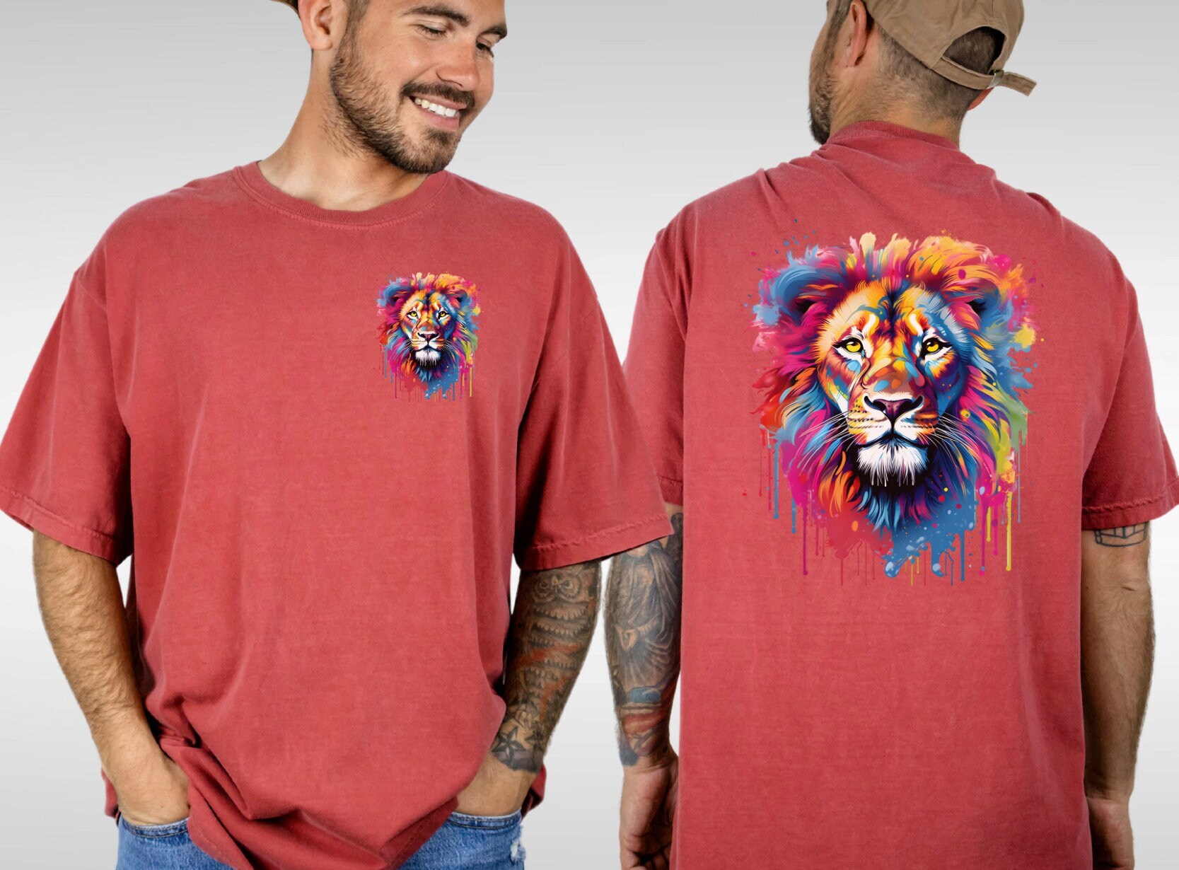 Lion T-shirt Paint Drip Lion Shirt Multi-color Lion Tshirt - Etsy