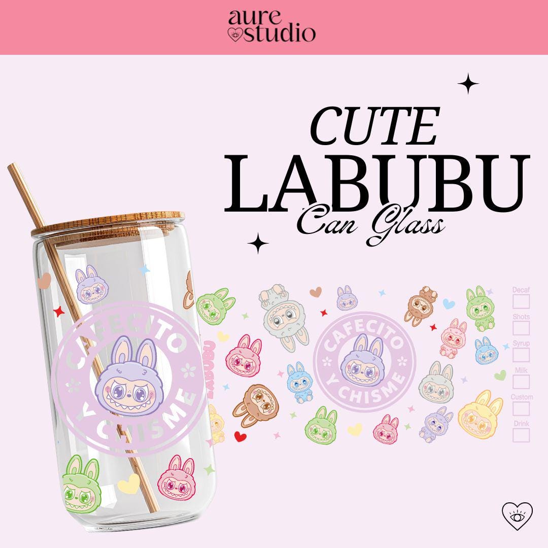 Labubu Colores Pastel Can Glass Design / Diseño de labubus coloridos ...