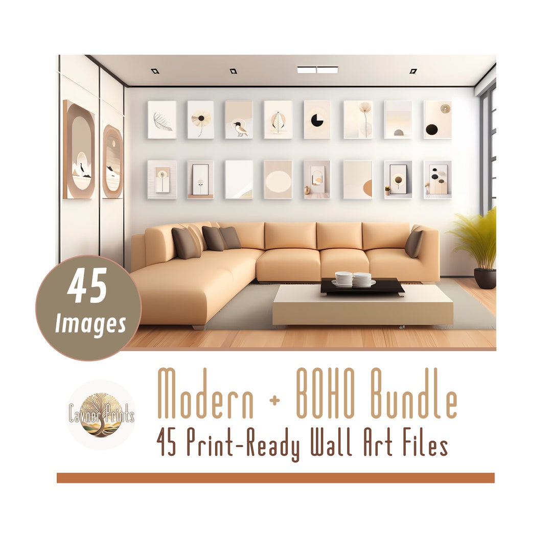 Modern + BOHO Wall Art Bundle - 45 High-quality Original Illustrations ...
