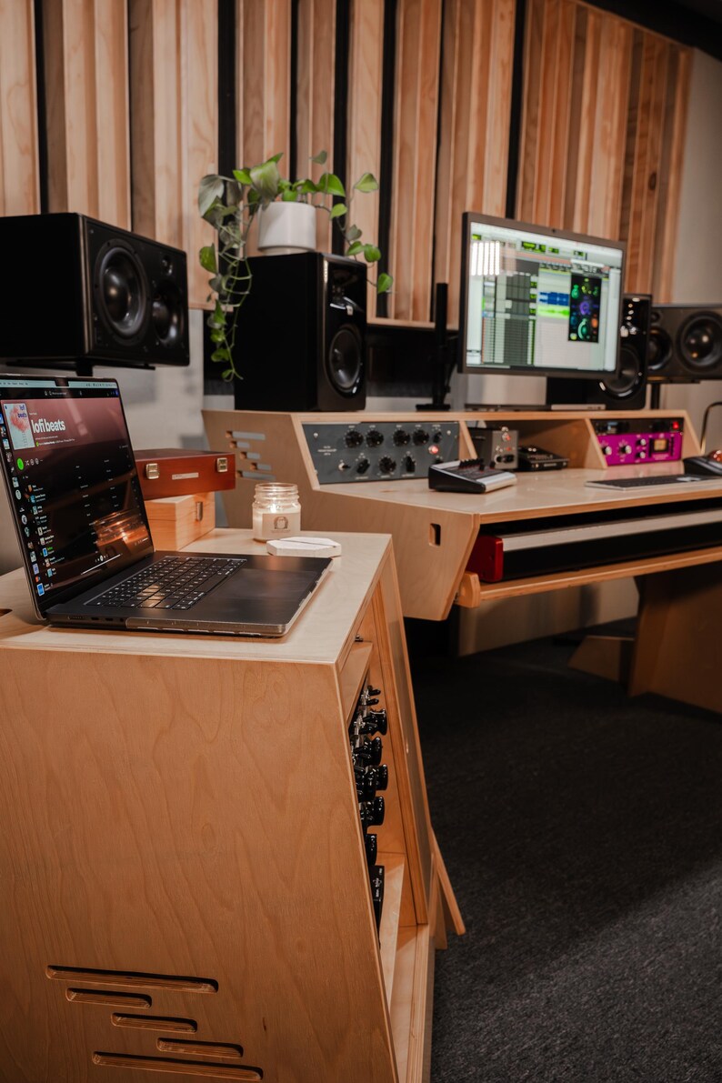 Recording Studio Desk and Sidecar Combo | Baltic Birch, 9U Rack - Etsy
