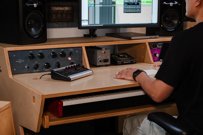 Recording Studio Desk and Sidecar Combo | Baltic Birch, 9U Rack - Etsy
