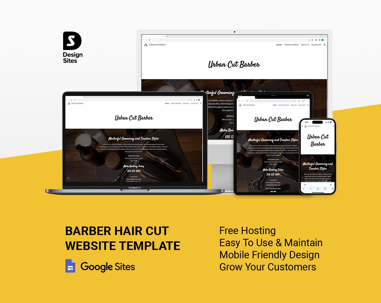 Barber Google Site Website Template Hair Trim Online Website - Etsy