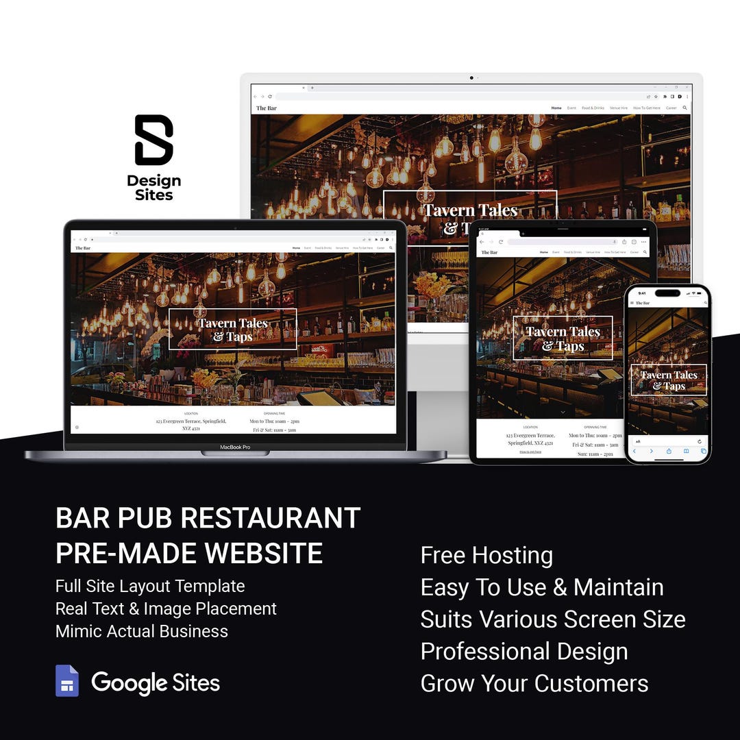 Bar Website Template Google Site, Pub Online Web, Bar Site Design ...