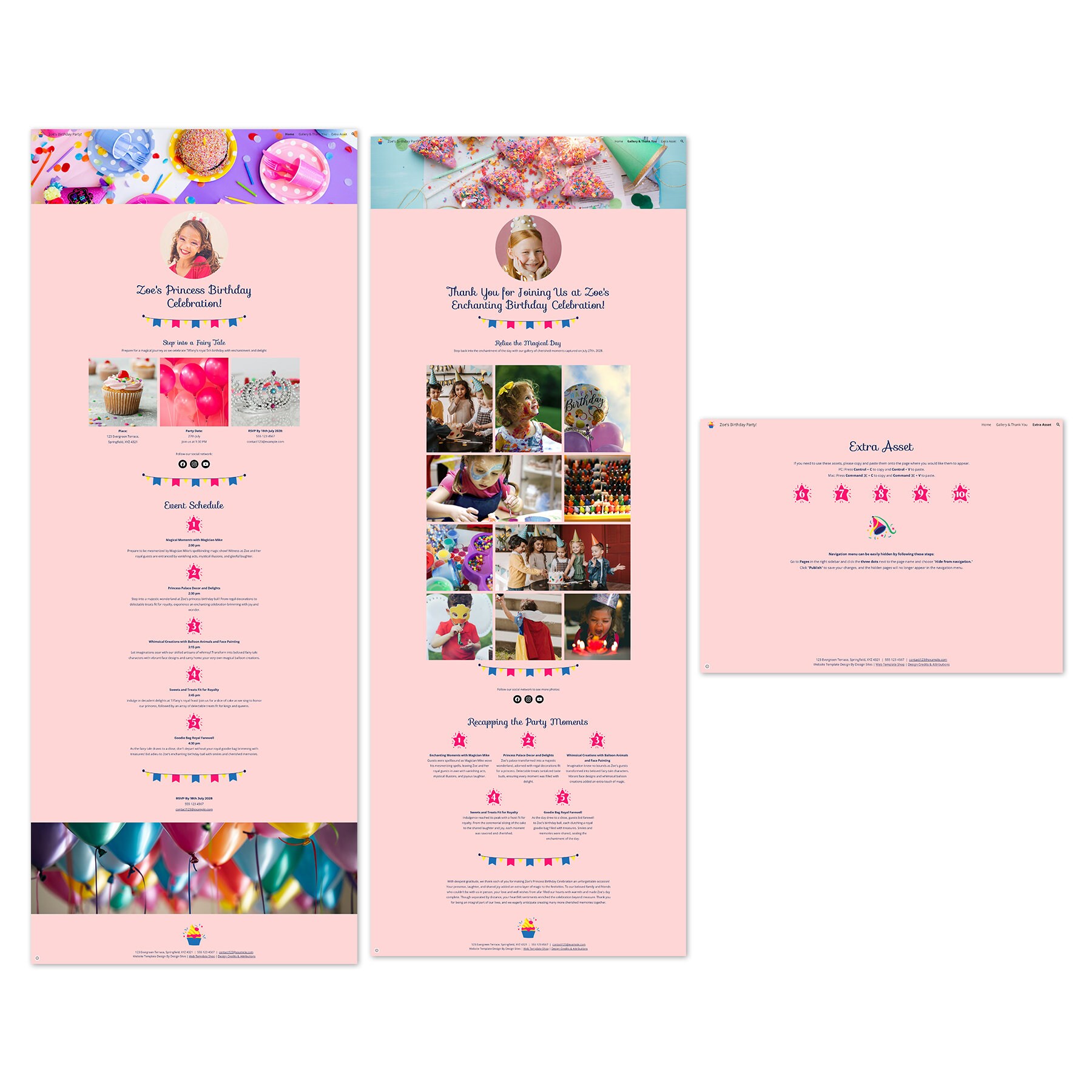 Kids Birthday Party Event Web Template Google Site, Girl Bday ...