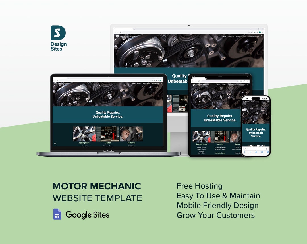 Mechanic Site Website Template Google Site, Motor Mechanic Online Web ...