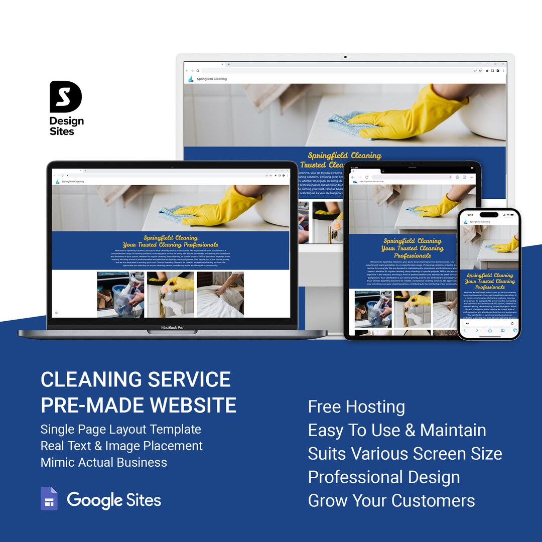 Cleaning Service Premade Website Template, Google Site Housekeeping ...