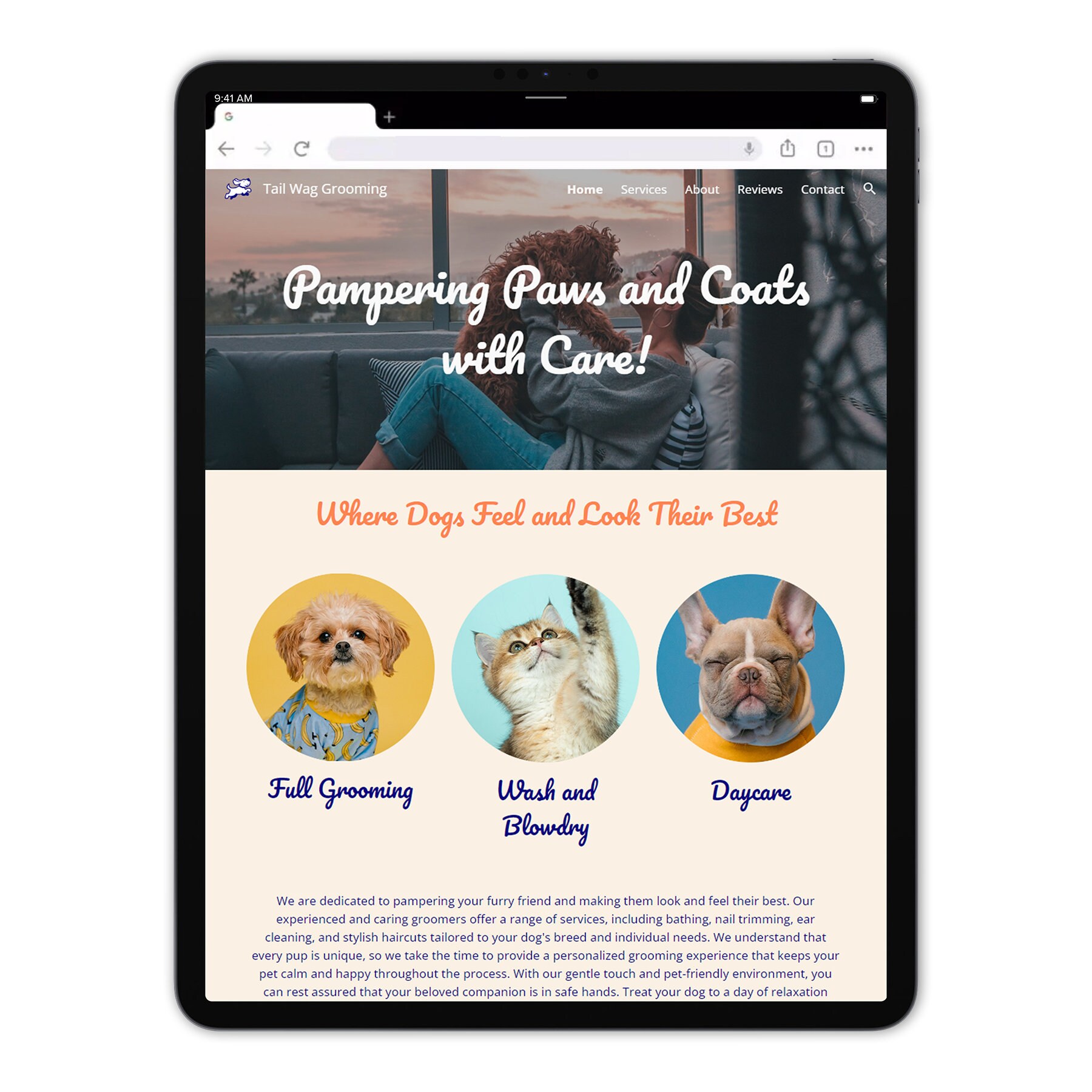 Pet Grooming Website Template Google Site, Animal Groom Online Site ...